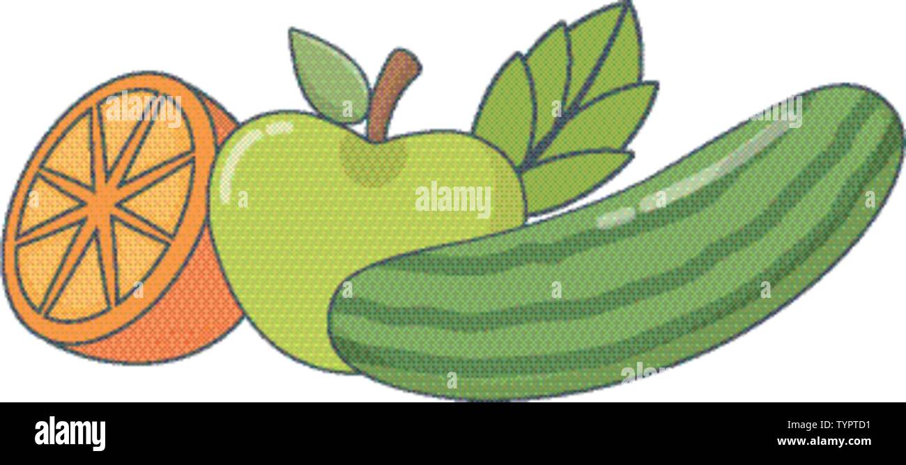 delicious healthy meal fruits mix cartoon vector illustration graphic ...