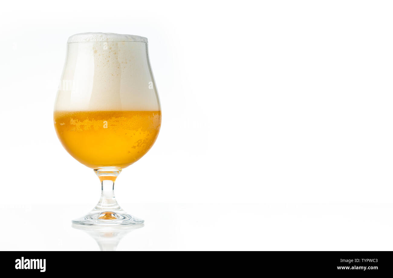 Glass of cold golden beer isolated on a white background Stock Photo ...