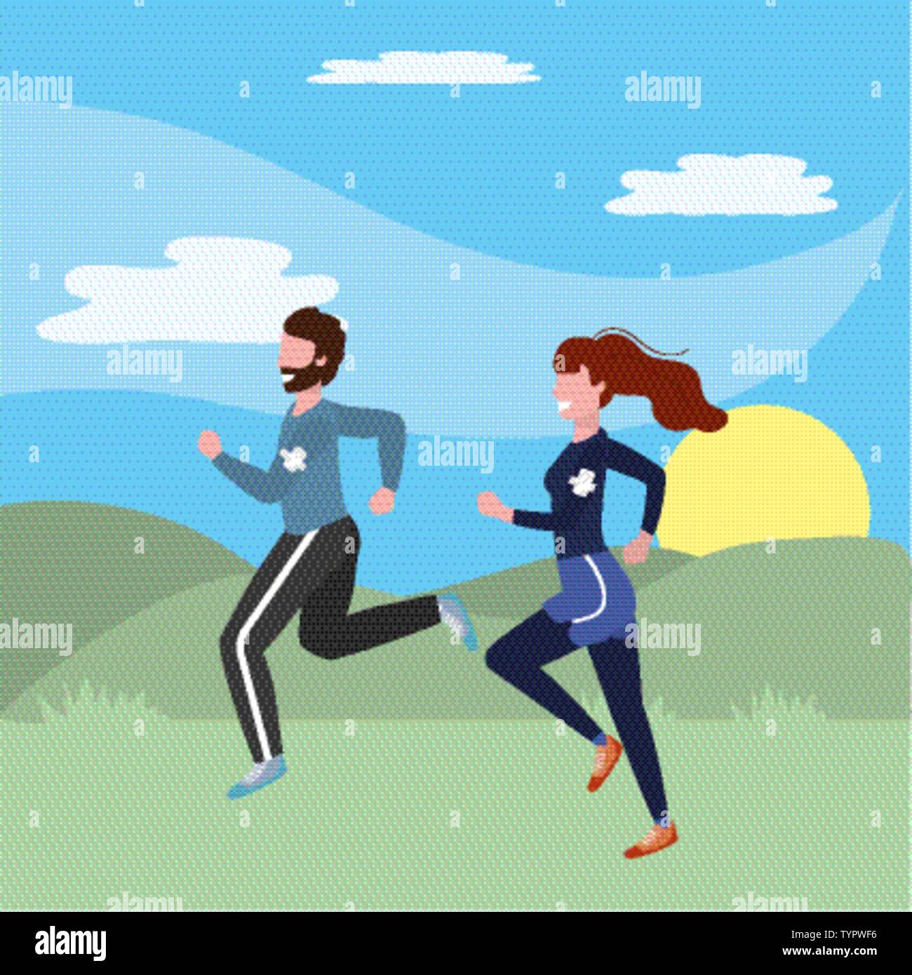 fitness exercise couple running workout healthy fit lifestyle outdoor ...