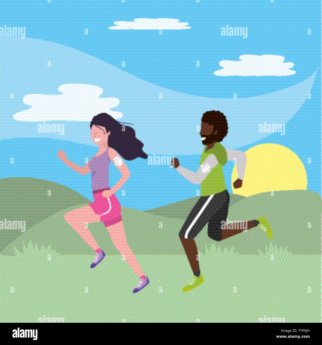 fitness exercise couple running workout healthy fit lifestyle outdoor ...