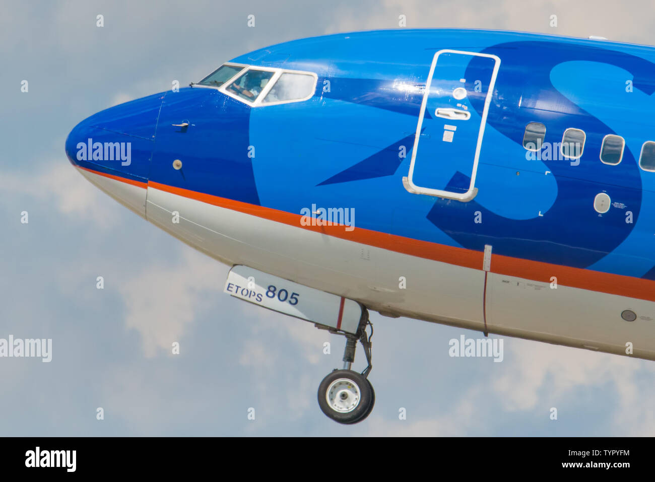 MINNEAPOLIS, MINNESOTA / USA - JUNE 25, 2019: Closeup of airplane ...