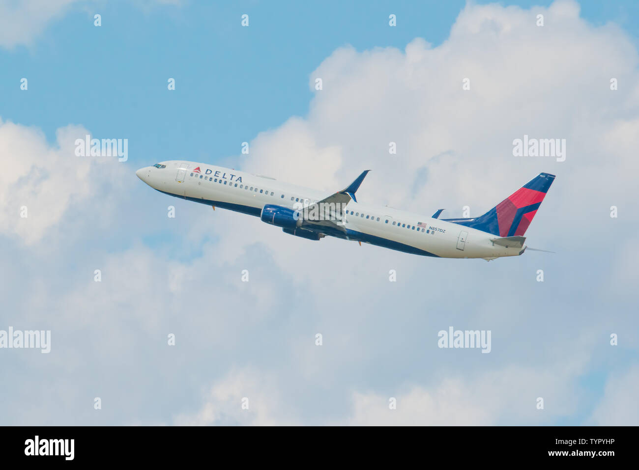 MINNEAPOLIS, MINNESOTA / USA - JUNE 25, 2019: Closeup of airplane ...