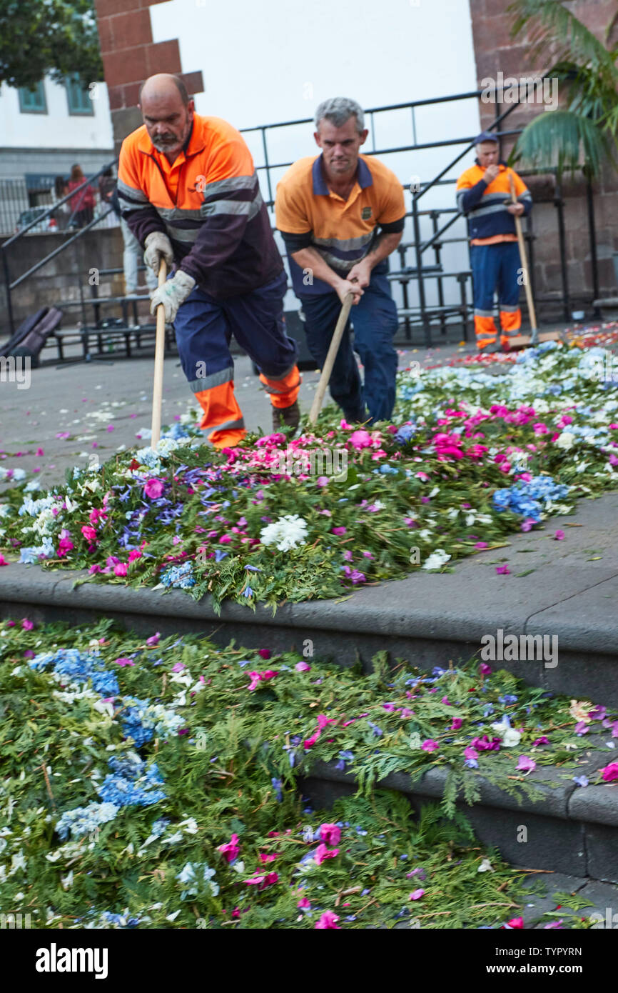 Corpus Christy religious festival in funchal, June 2019, with flowers ...