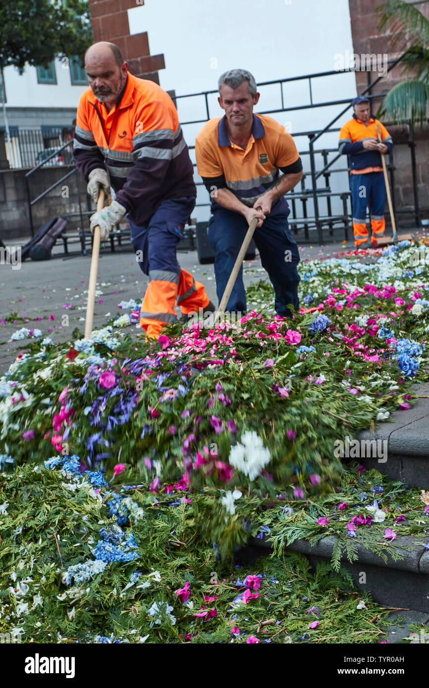 Corpus Christy religious festival in funchal, June 2019, with flowers ...