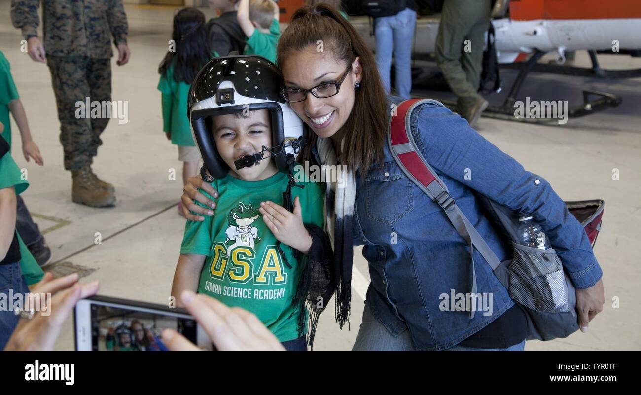 Students and parents take photos at the Marine Corps Search and Rescue ...