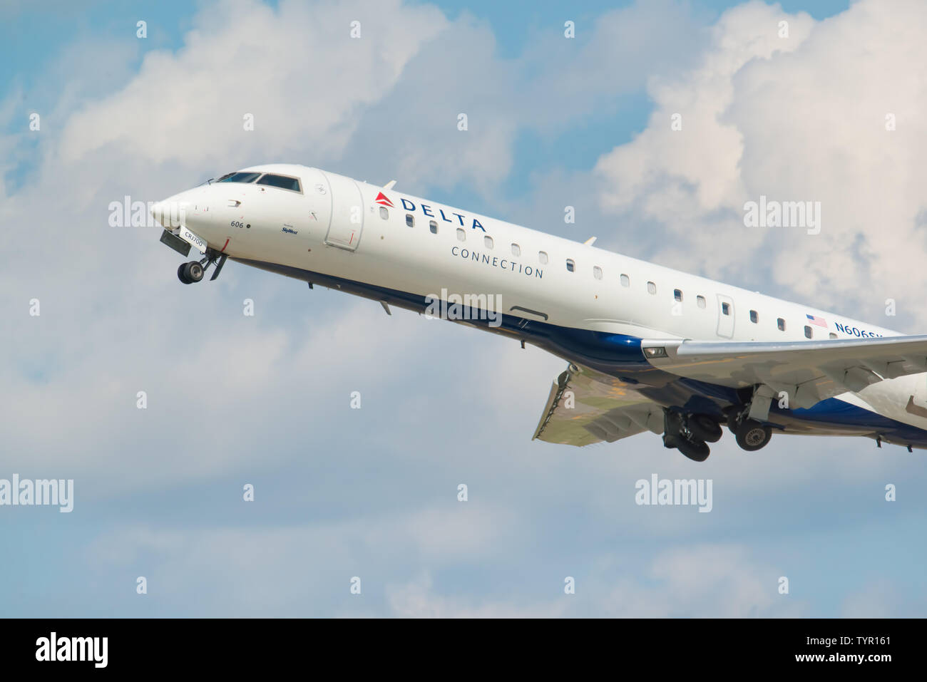 MINNEAPOLIS, MINNESOTA / USA - JUNE 25, 2019: Closeup of airplane ...
