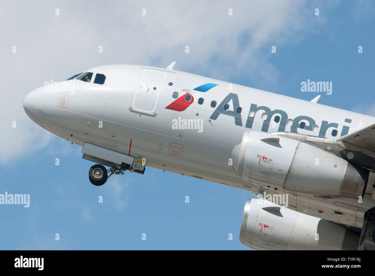 MINNEAPOLIS, MINNESOTA / USA - JUNE 25, 2019: Closeup of airplane ...