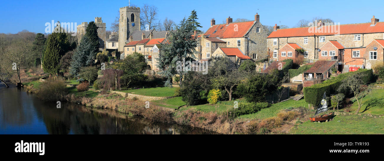St Nicholas Church and the Marmion Tower, River Ure, West Tanfield ...