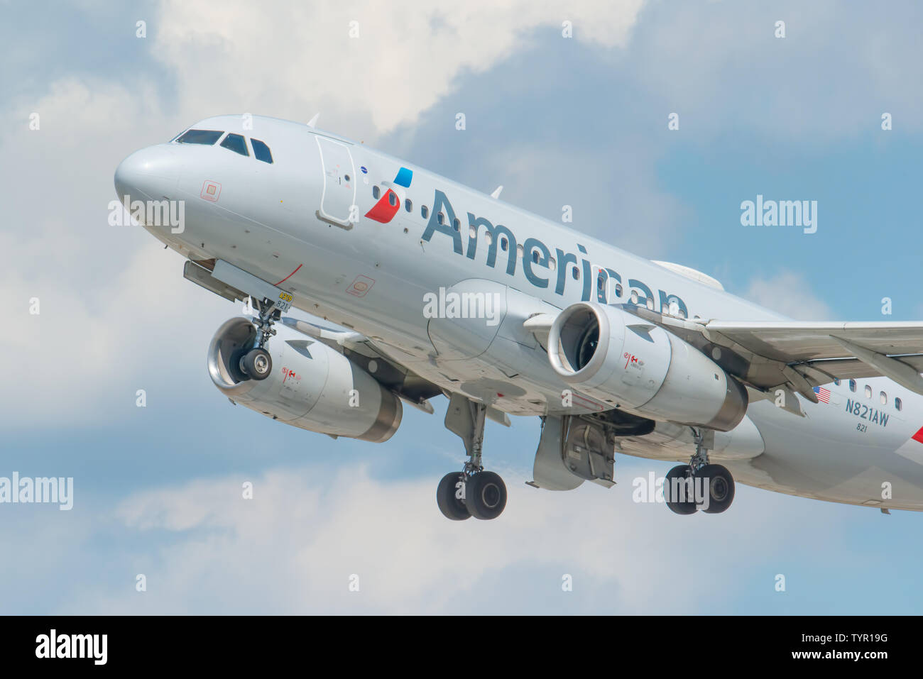 MINNEAPOLIS, MINNESOTA / USA - JUNE 25, 2019: Closeup of airplane ...
