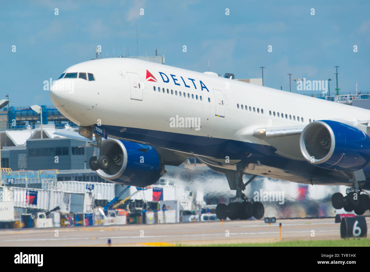MINNEAPOLIS, MINNESOTA / USA - JUNE 25, 2019: Closeup of airplane ...