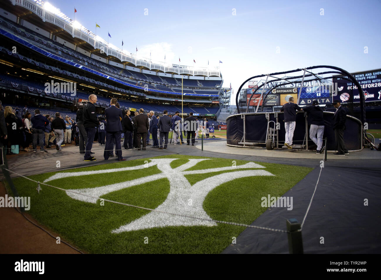 The Houston Astros take batting practice on the field before the game ...