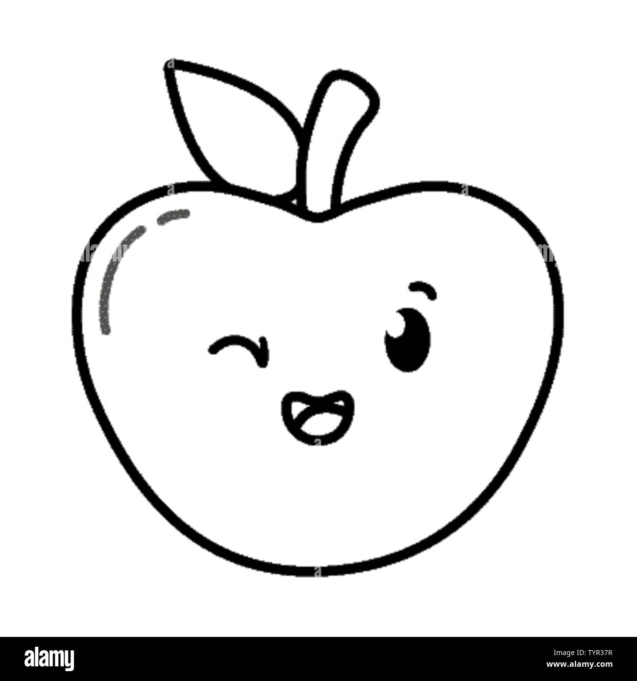 delicious tasty sweet fruit apple cartoon vector illustration graphic ...