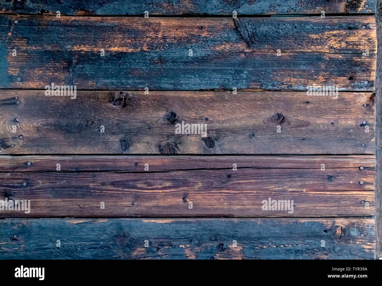 Old burned boards with nails in brown and black colour. this is nature ...