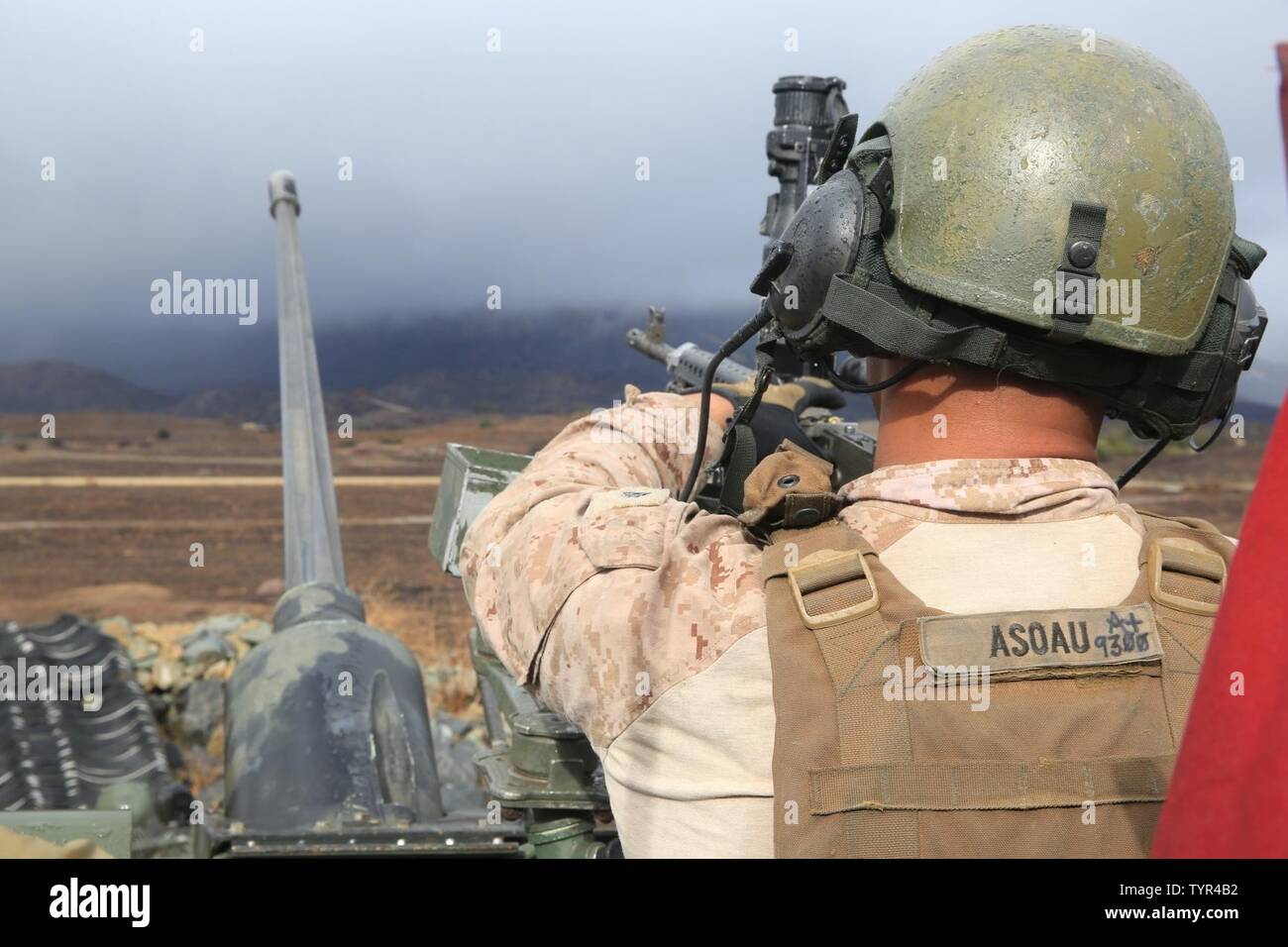 U.S. Marine Cpl. Nathaniel Asoau, a vehicle commander, with 1st Light ...