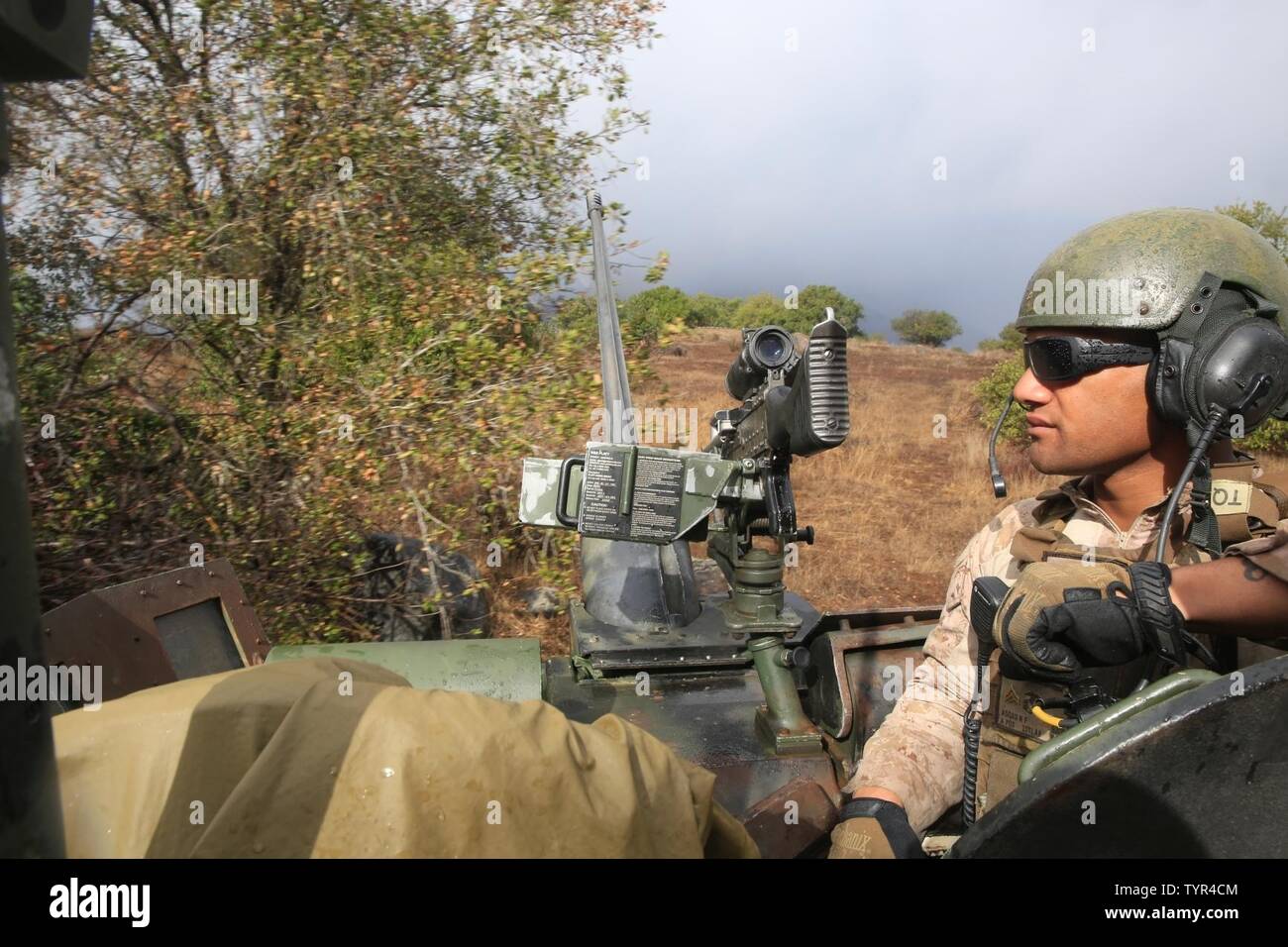 U.S. Marine Cpl. Nathaniel Asoau, a vehicle commander, with 1st Light ...