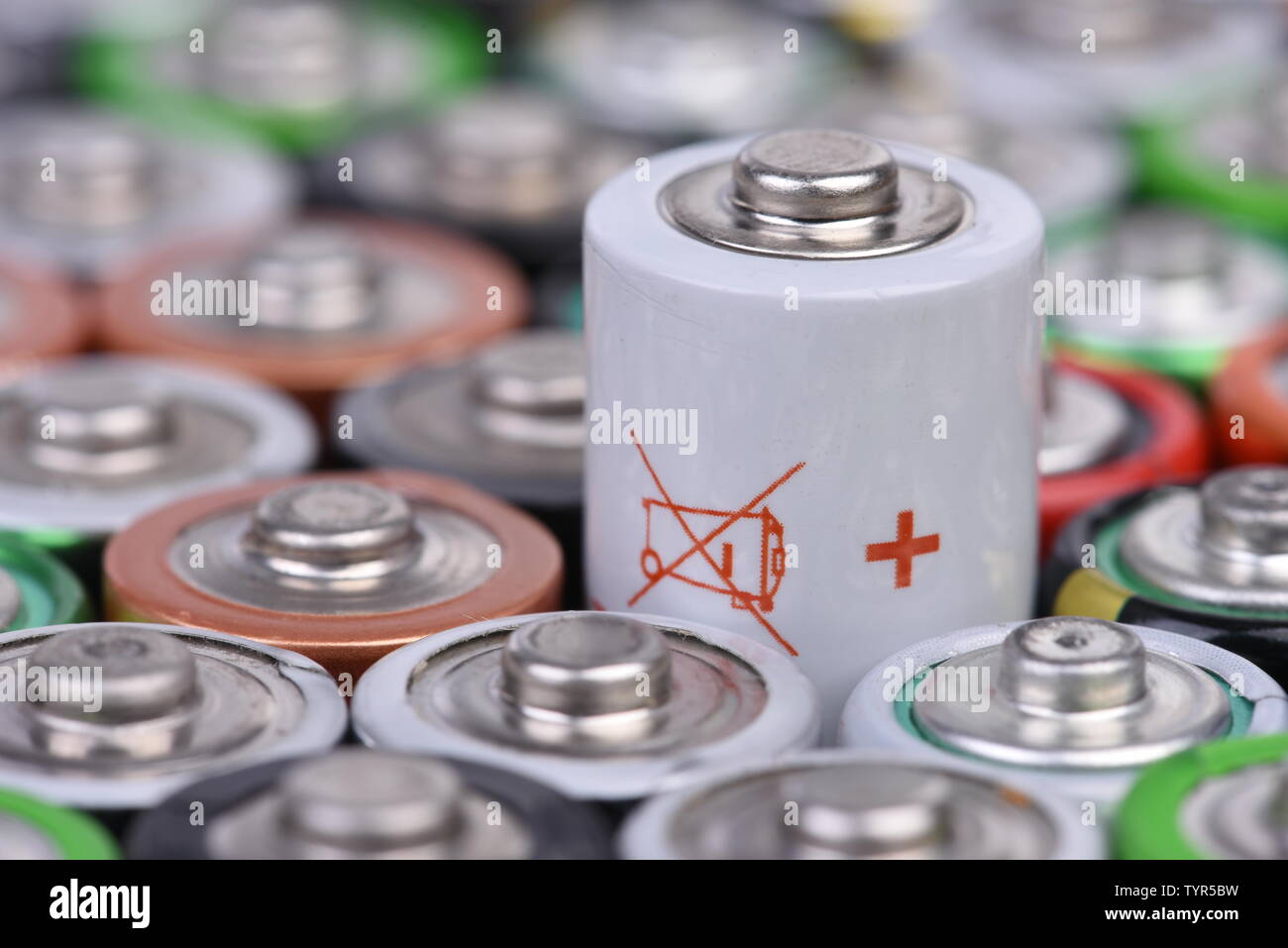 Environment protection, alkaline batteries with recycling symbol Stock ...