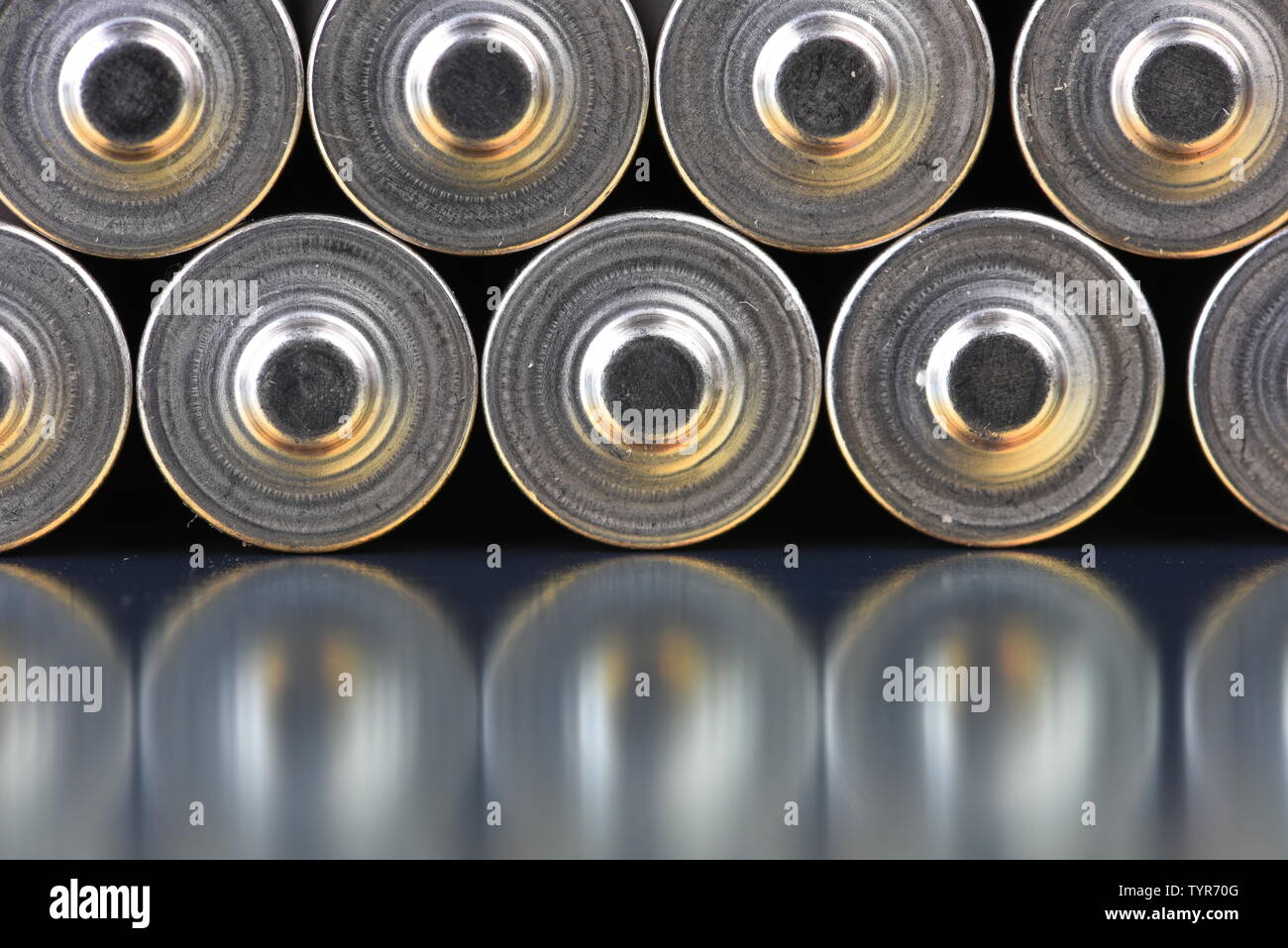 Closeup rows of alkaline batteries cells Stock Photo - Alamy