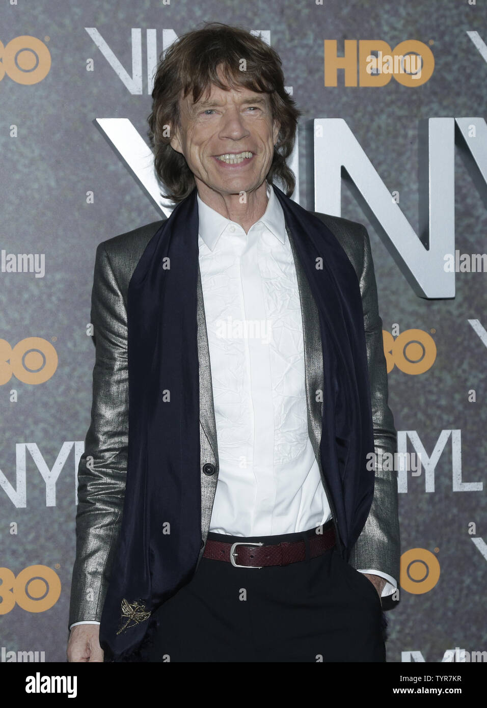 Mick Jagger arrives on the red carpet at the New York premiere of ...