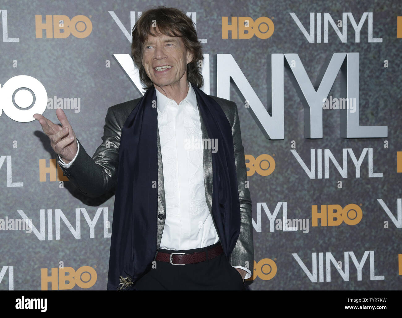 Mick Jagger arrives on the red carpet at the New York premiere of ...