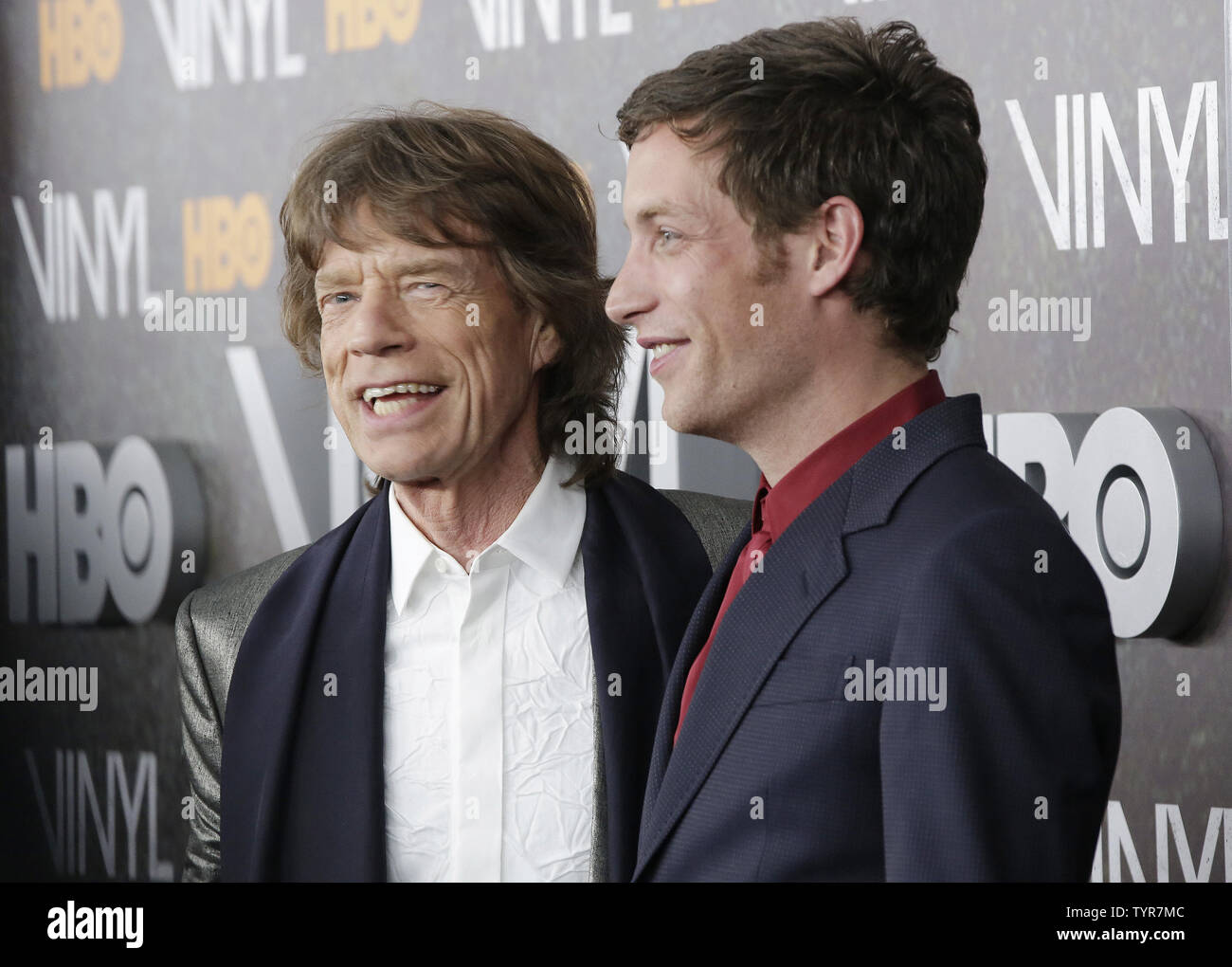 Mick Jagger and James Jagger arrive on the red carpet at the New York ...