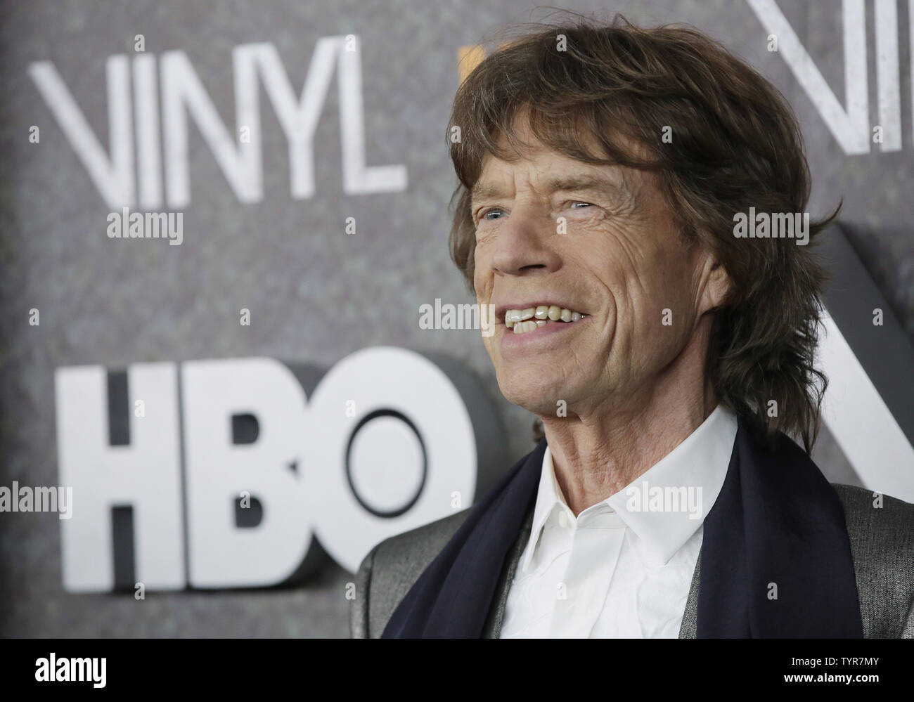 Mick Jagger arrives on the red carpet at the New York premiere of ...