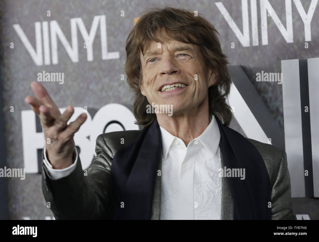 Mick Jagger arrives on the red carpet at the New York premiere of ...
