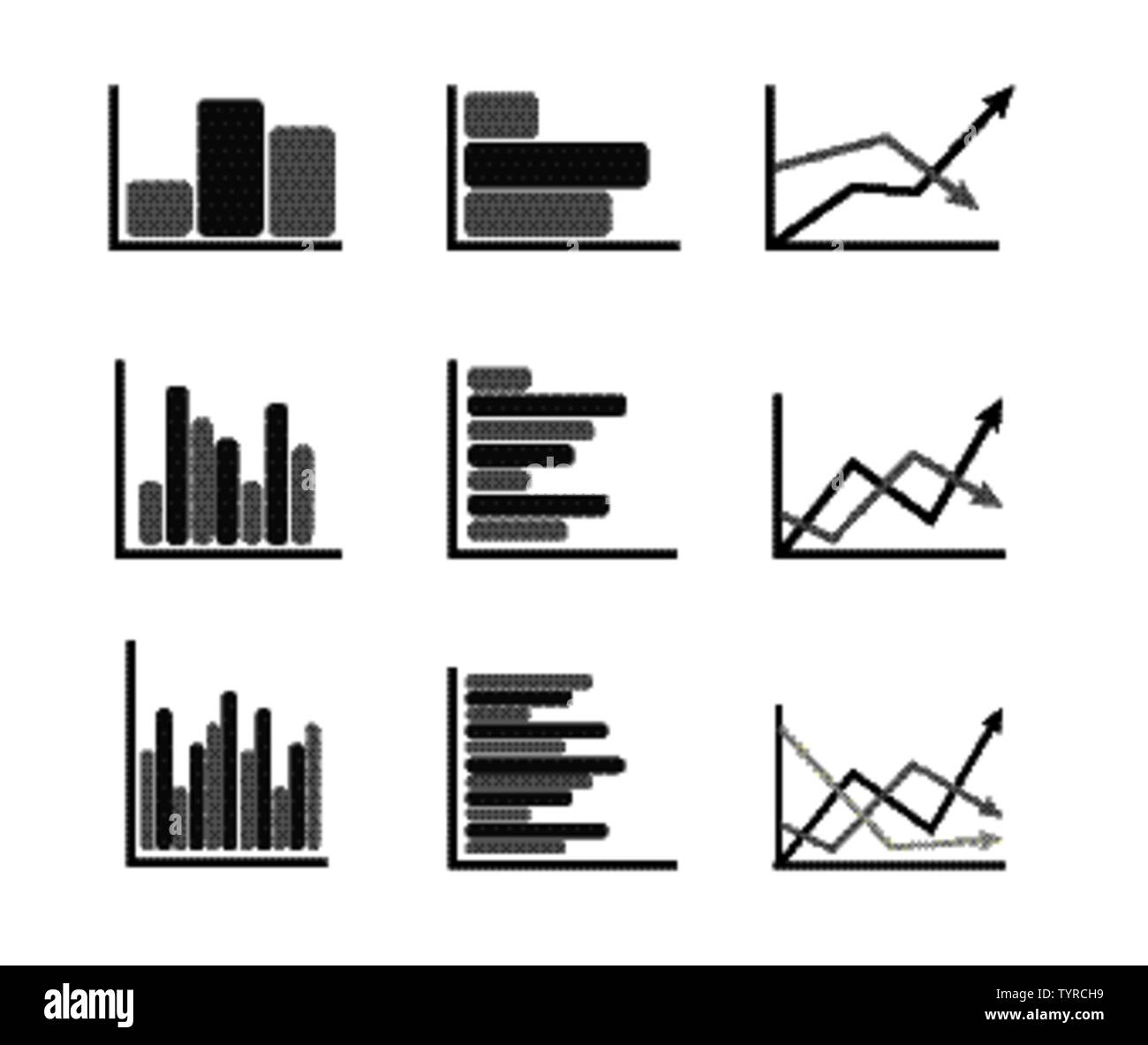 Set of graph icon. Vector illustration in grey color. Isolated on white ...