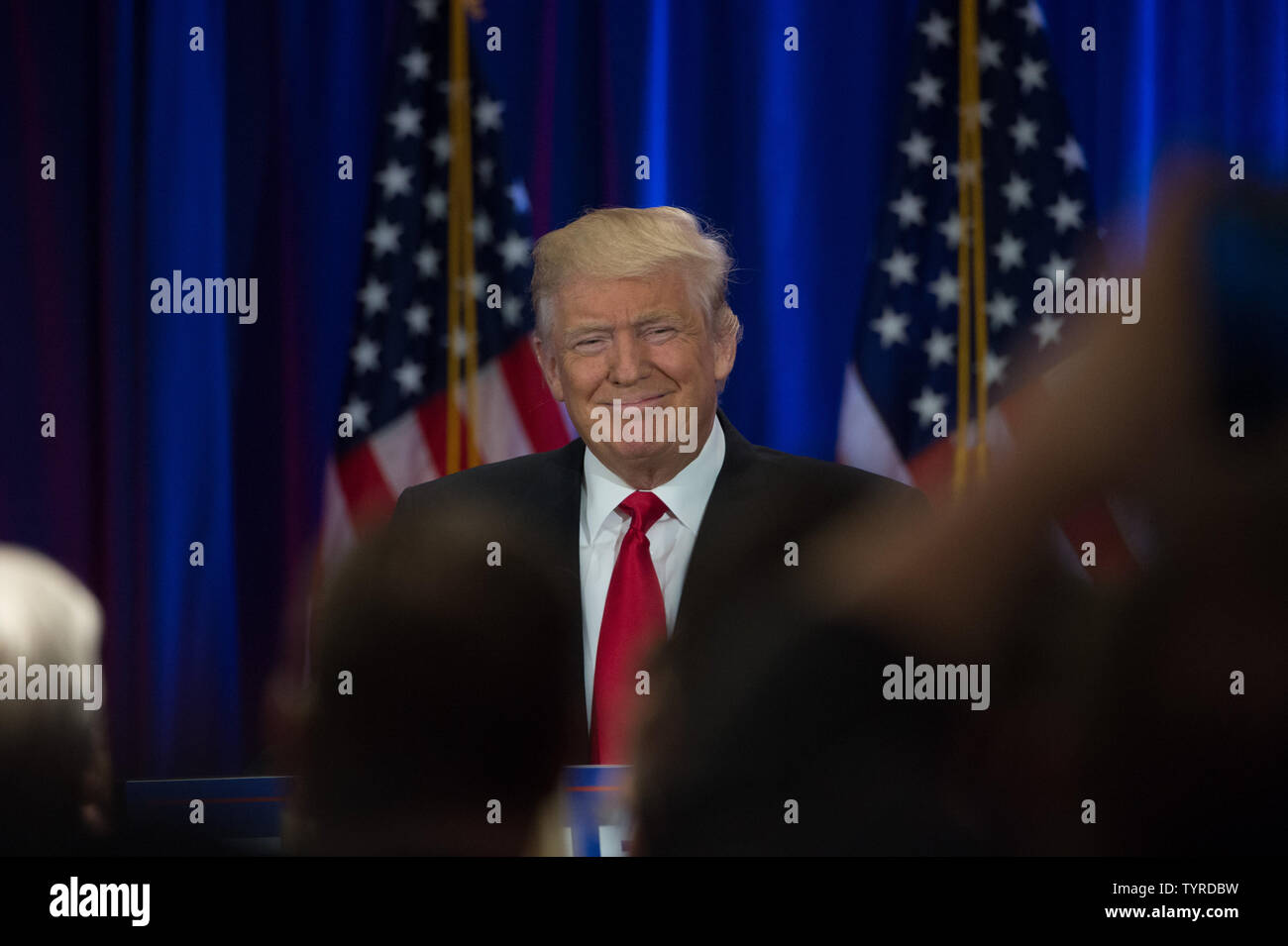 Republican candidate for President Donald Trump speaks at Trump Soho ...