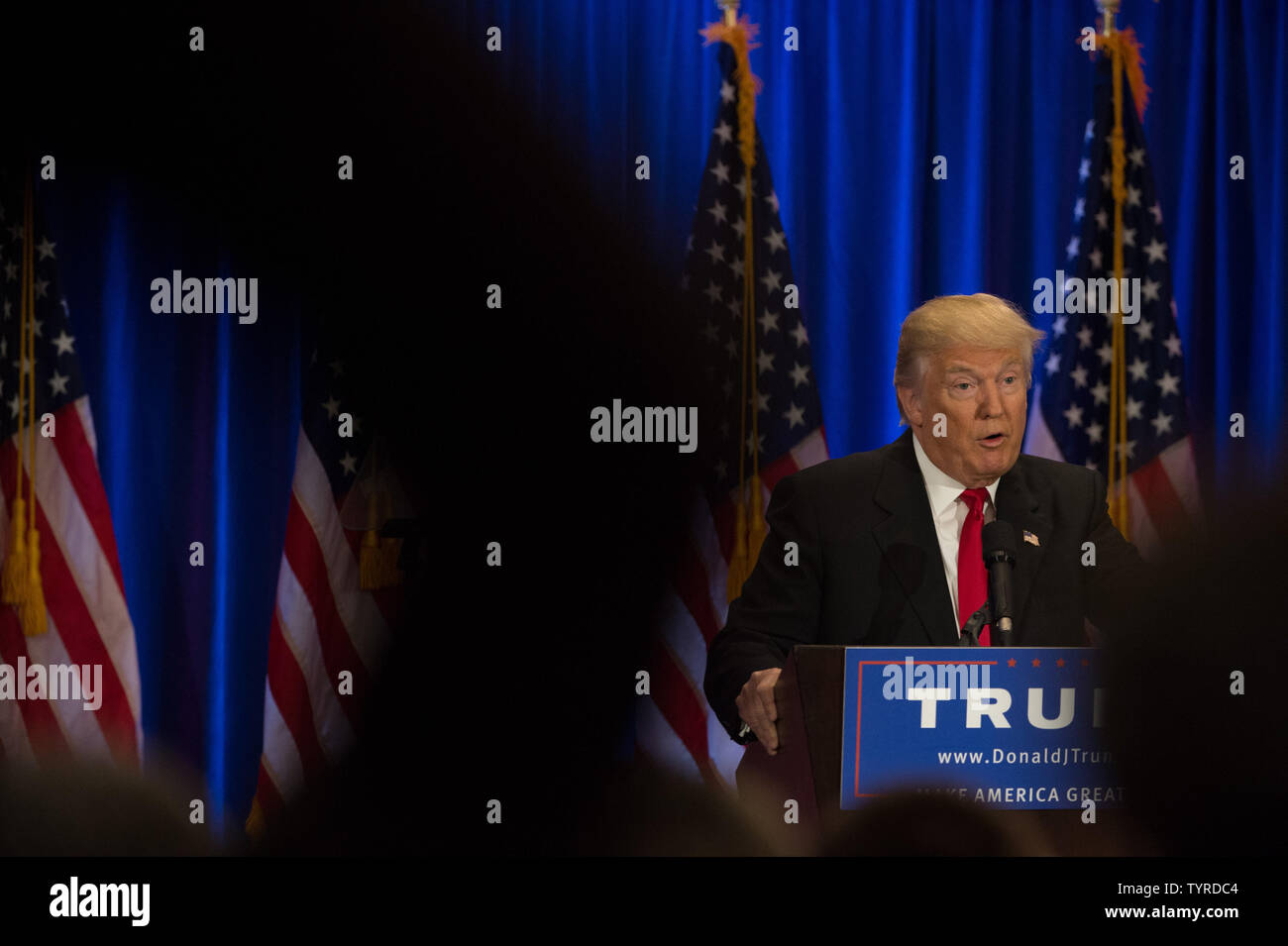 Republican candidate for President Donald Trump speaks at Trump Soho ...