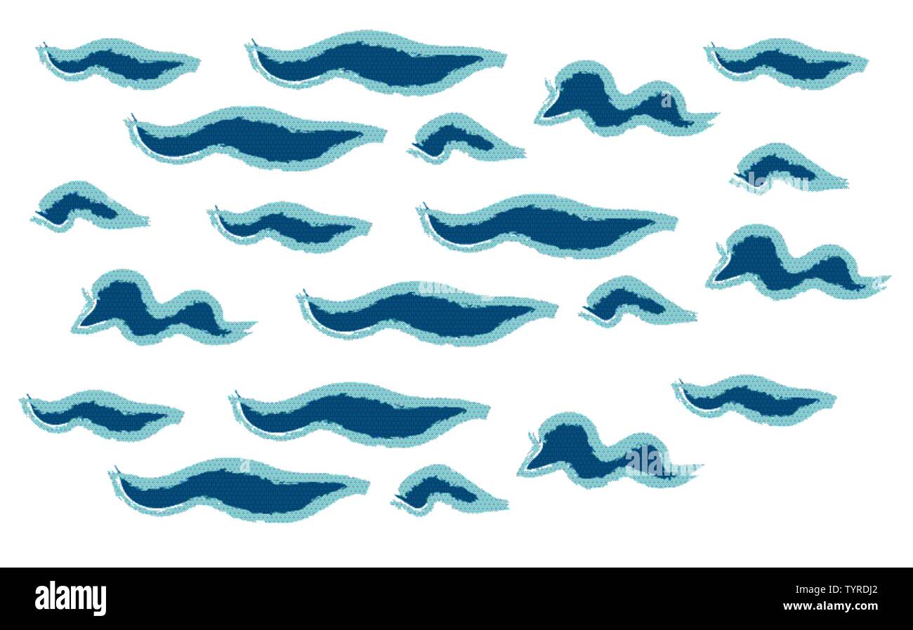 Set of vector blue wave icons on white background Stock Vector Image ...