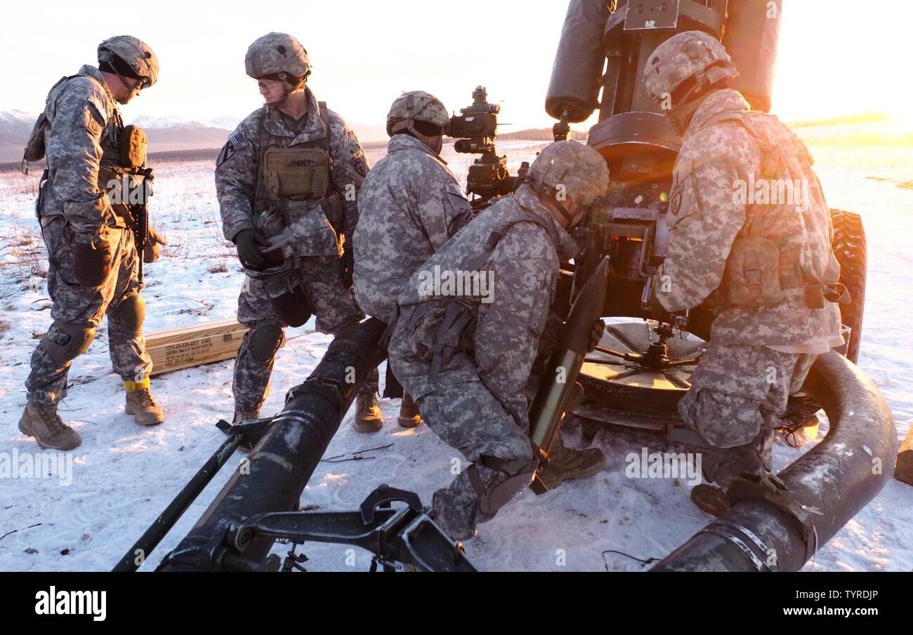Paratroopers assigned to Alpha Battery, 2nd Battalion, 377th Parachute Field Artillery Regiment ...