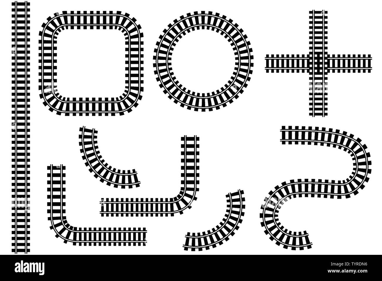 Railway in vector. Straight, bends, junction and circle Stock Vector ...