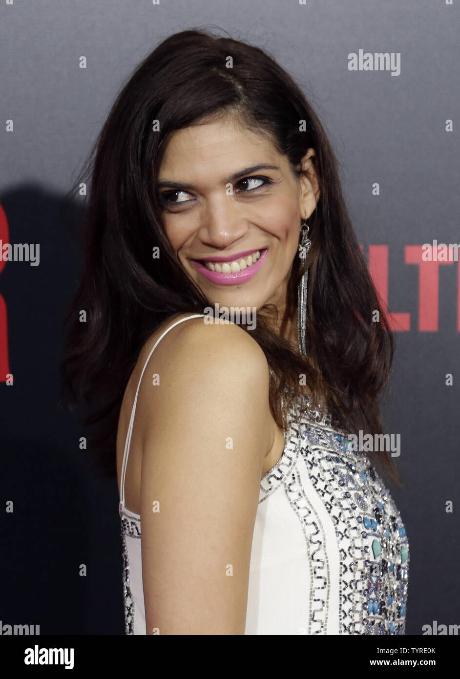 Laura Gomez arrives on the red carpet at 'The Infiltrator' New York ...