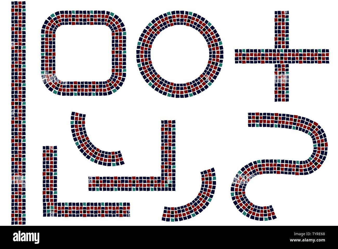 Patterns of tiles like railway in vector. Straight, bends, junction and ...