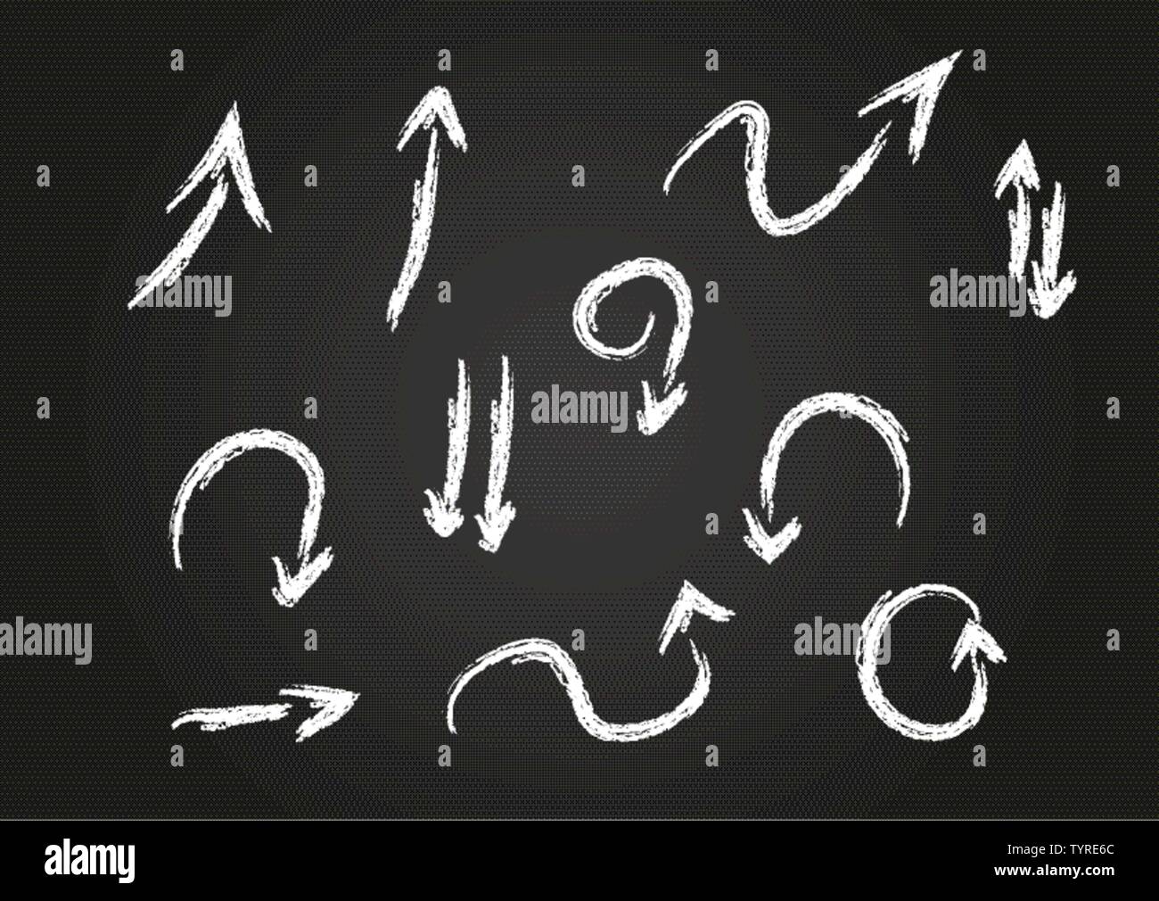 Hand drawn arrows with white chalk. Design elements set Stock Vector ...