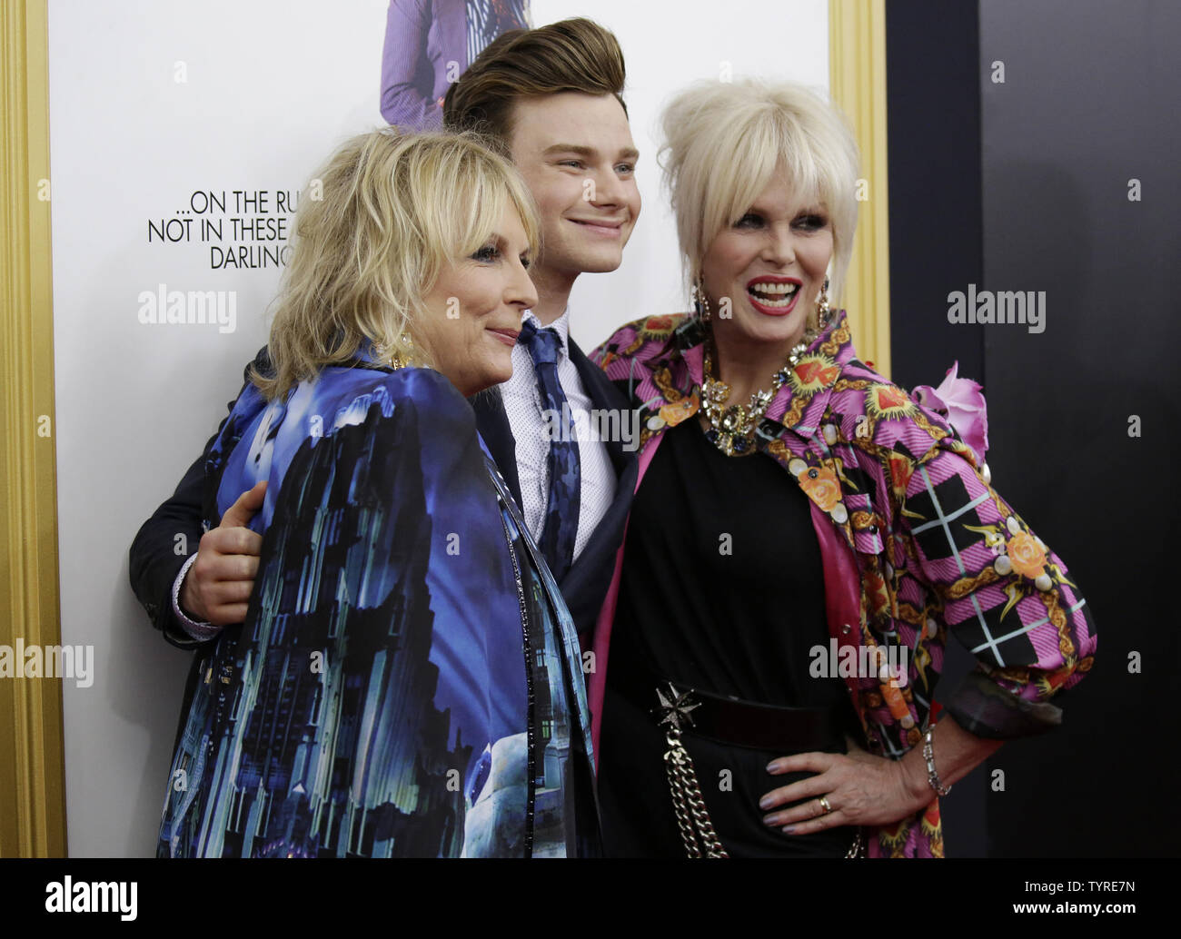 Jennifer Saunders, Chris Colfer and Joanna Lumley arrive on the red ...
