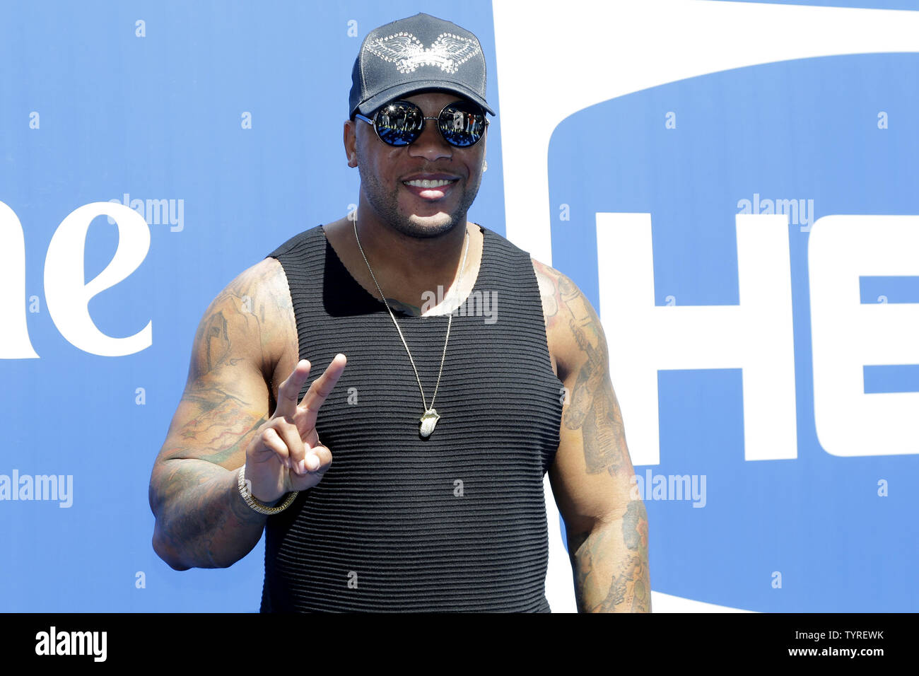 Flo Rida arrives at Arthur Ashe Kids Day in Arthur Ashe Stadium site of ...