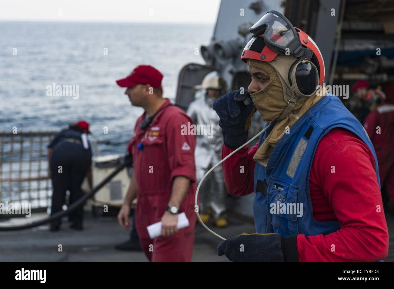 GULF (Nov. 22, 2016) Petty Officer 3rd Class Daequan Lovick, right ...