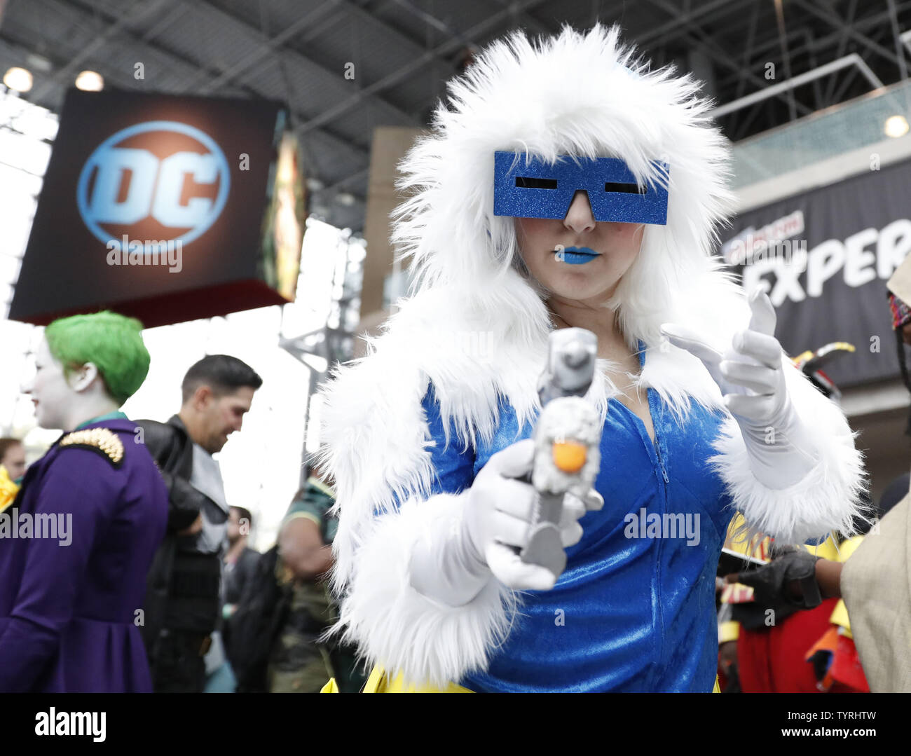 A girl in costume poses for a photo at New York Comic Con at the Jacob ...