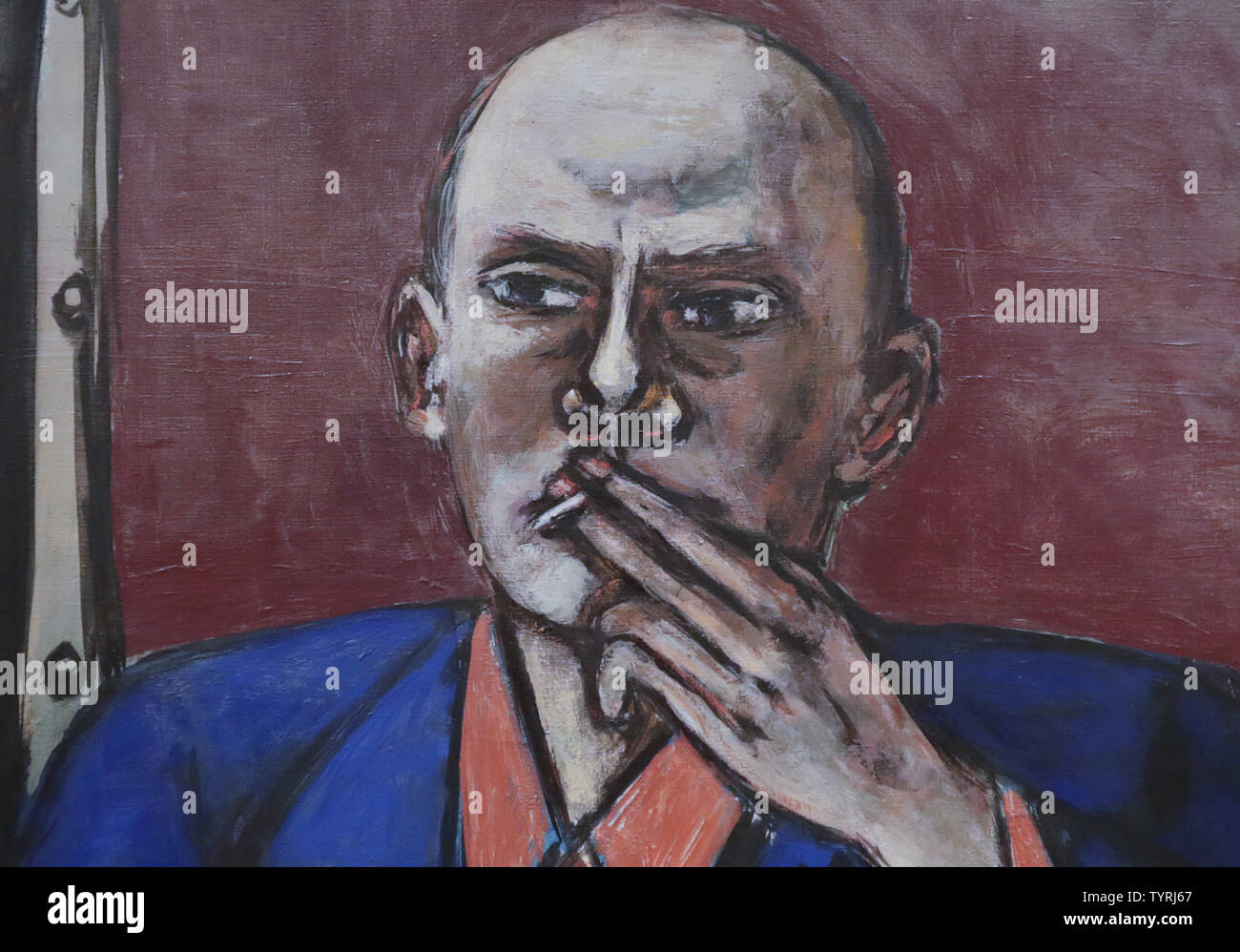 "Self-Portrait in Blue Jacket" a work of art by Max Beckmann is on ...