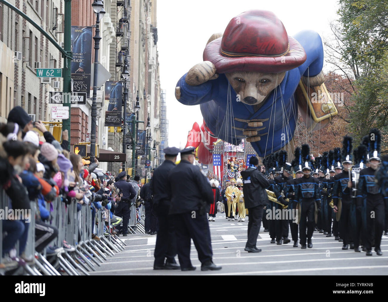 The Paddington Bear balloon makes its way down the parade route at the ...