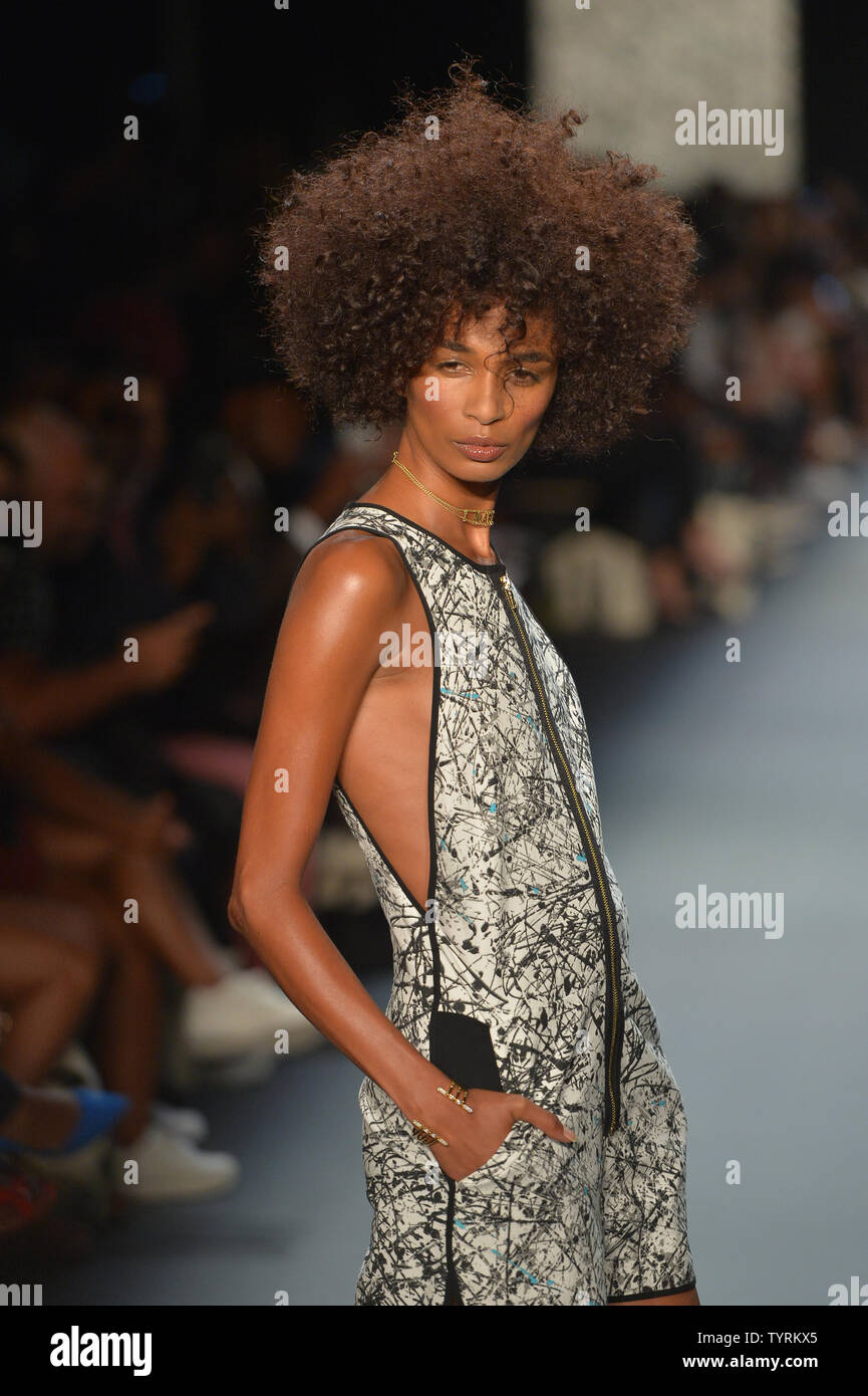 A model walks on the runway at the Artistix show during New York ...
