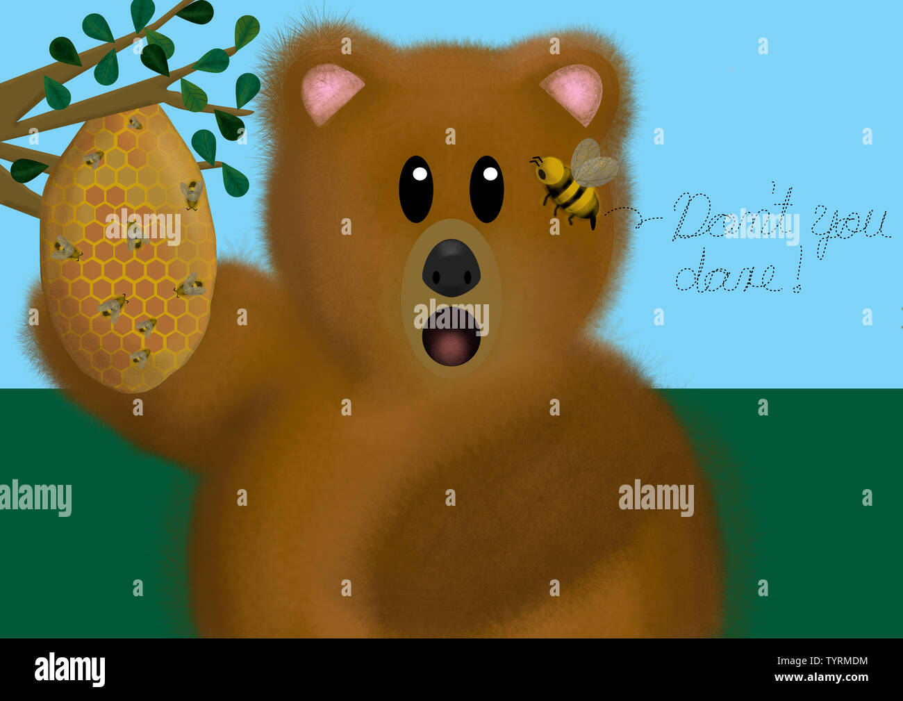 The bear and the bee Stock Photo - Alamy