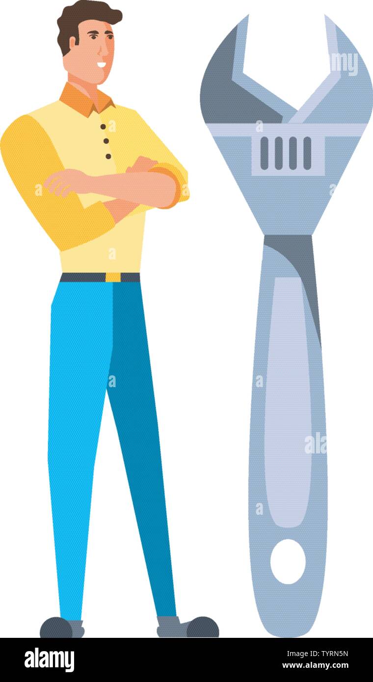 Avatar man and wrench design, under construction work repair progress ...