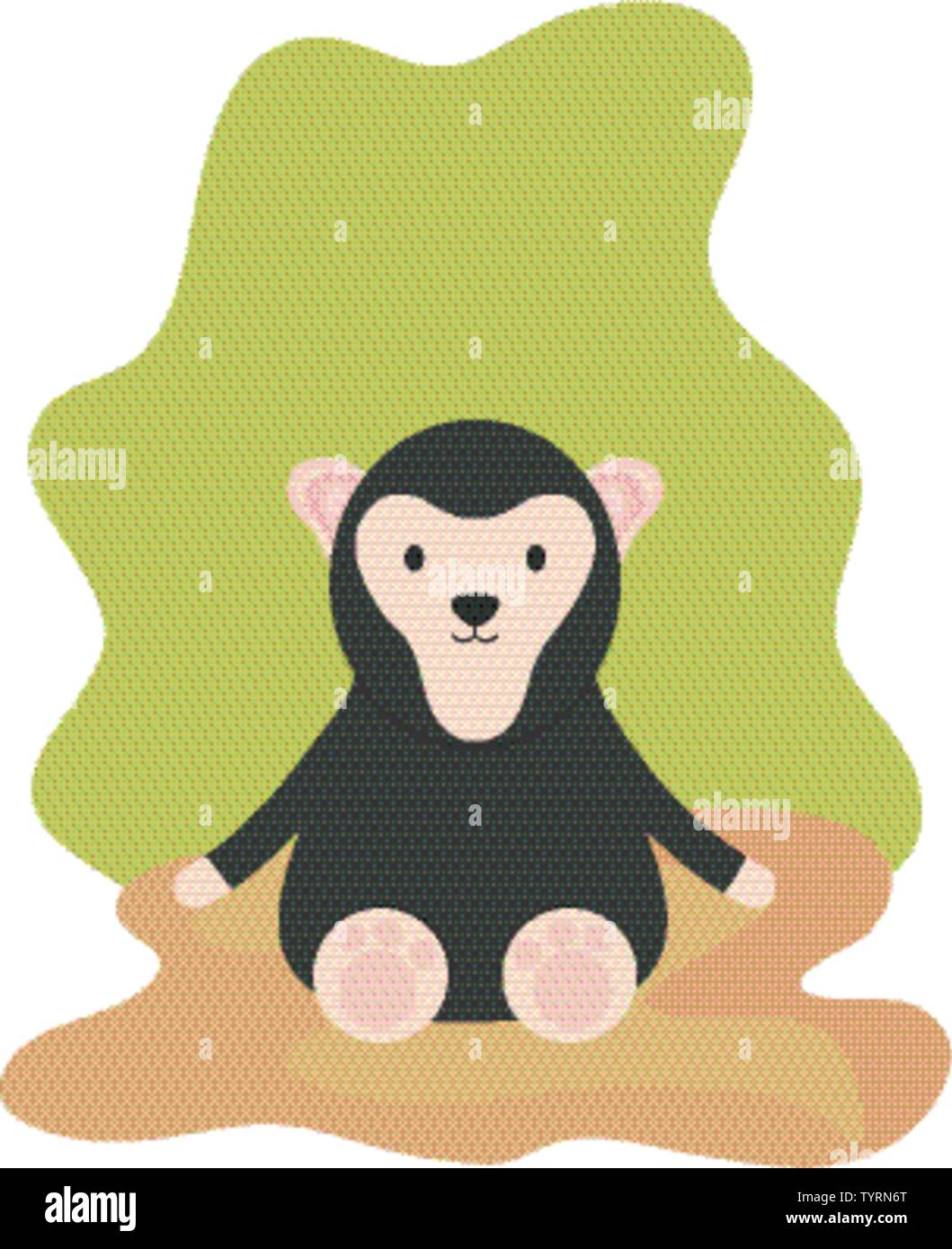 cute monkey childish character vector illustration design Stock Vector ...