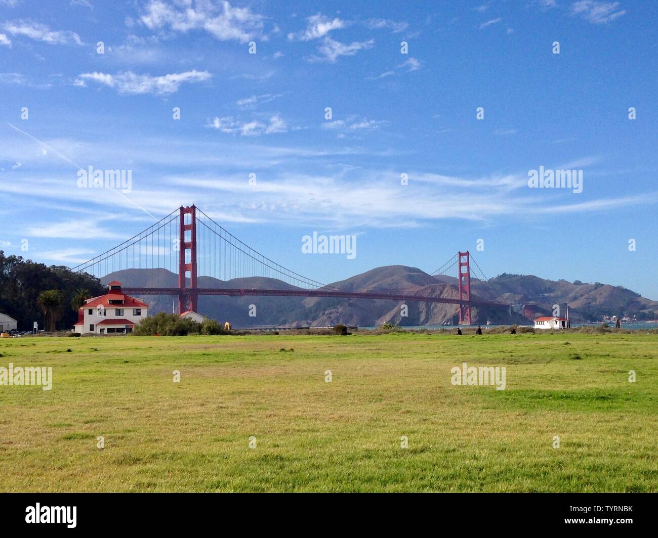 the golden gat bridge with its colorful surrounding Stock Photo - Alamy