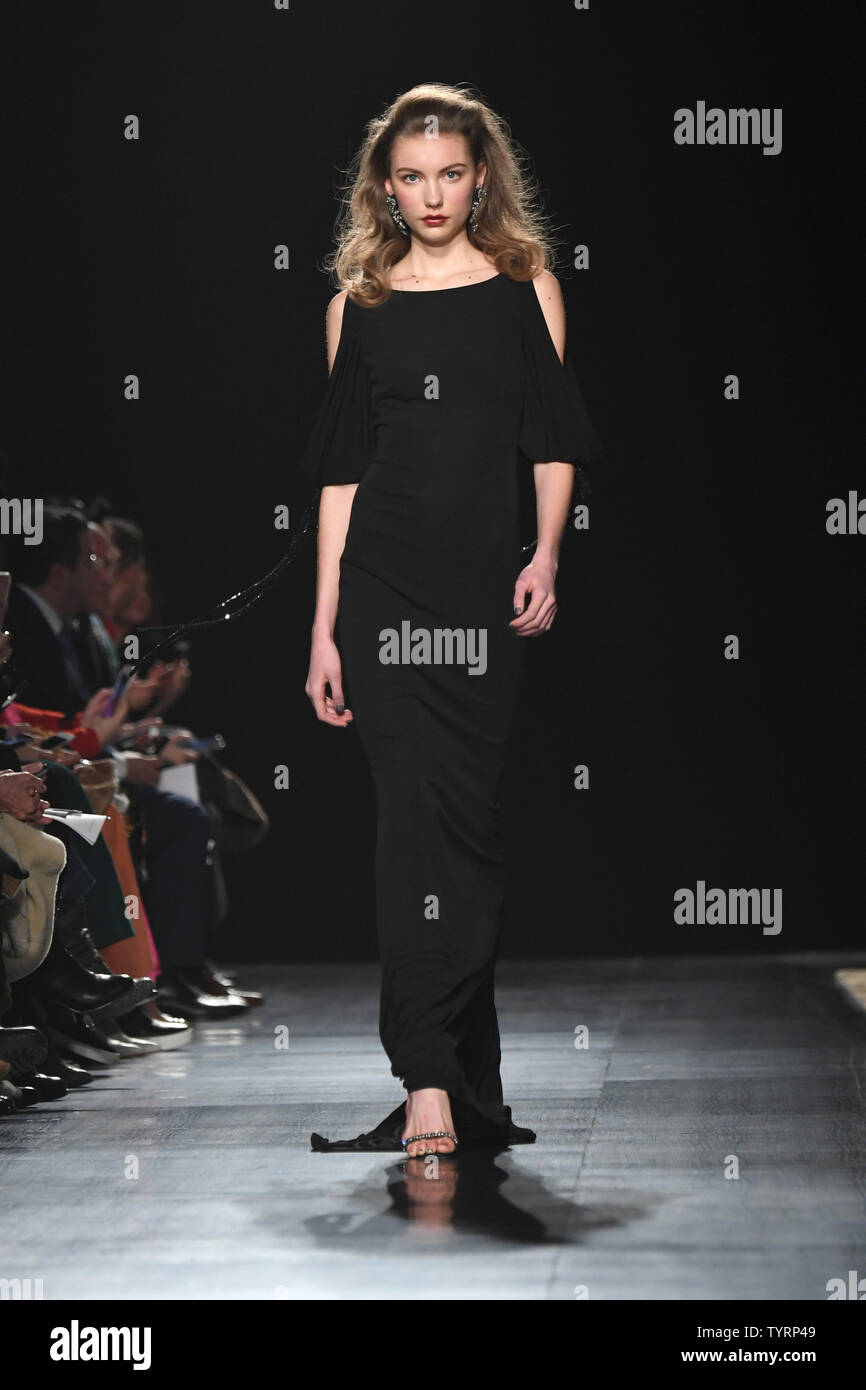 A model walks on the runway at the Badgley Mischka fashion show at New ...