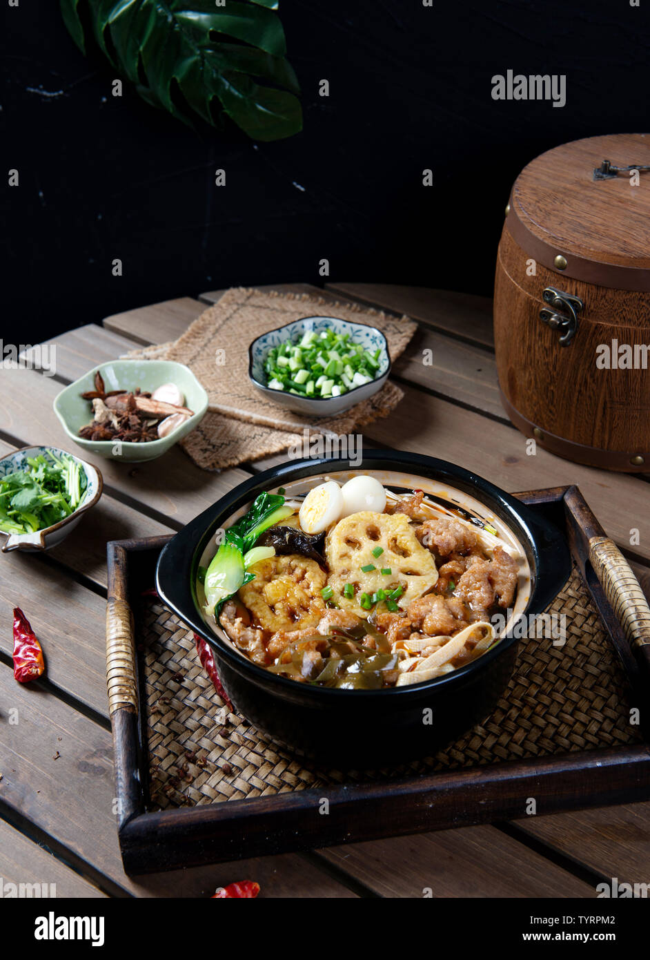Cheese lotus ribs, chicken nuggets, casserole hot Stock Photo - Alamy