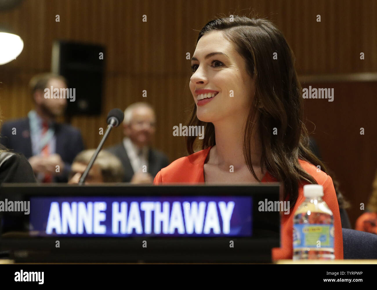 Actress And Un Women Global Goodwill Ambassador Anne Hathaway Smiles
