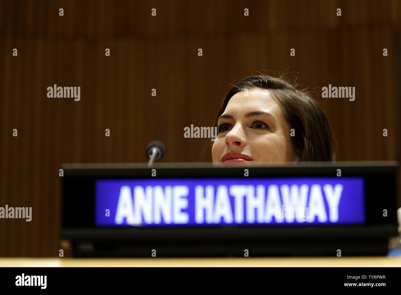 Actress And Un Women Global Goodwill Ambassador Anne Hathaway Smiles